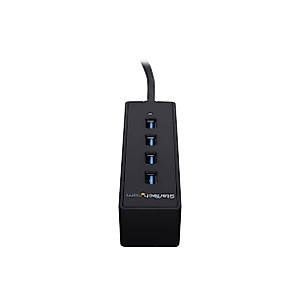 StarTech.com 4-Port USB 3.0 Hub with Built-in Cable - SuperSpeed Laptop USB Hub - Portable USB Splitter - Mini USB Hub (ST4300PBU3), Black