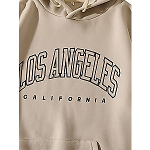 SOLY HUX Men's Letter Print Graphic Hoodies Drawstring Long Sleeve Pocket Casual Pullover Sweatshirt… Apricot Graphic M