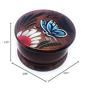 Kal Crafts - Wooden Jewelry Box - Handpainted Decor - Set of 1 Authentic Costarican Rainforest Jewelry Box - Artisanal - Storage Case for Earrings, Necklace and Rings (Butterfly)