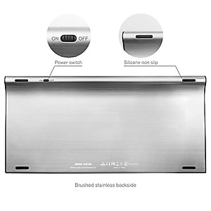 Arteck 2.4G Wireless Keyboard Stainless Steel Ultra Slim Keyboard for Computer/Desktop/PC/Laptop/Surface/Smart TV and Windows 11/10 / 8/7 / Vista/XP Built in Rechargeable Battery