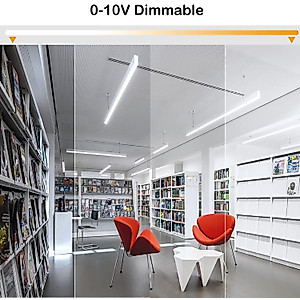 hykolity 8FT Linkable LED Linear Light, 80W 9200lm 3000K/4000K/5000K CCT Selectable, 0-10V Dimmable Architectural LED Suspension Office Lighting Fixture for Market, Garage, ETL,4 Pack - Silver