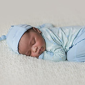 KicKee Welcome Home Footie with Zipper, Boy or Girl One-Piece, Super Soft Baby Clothes (Spring Sky Stork - 0-3 Months)