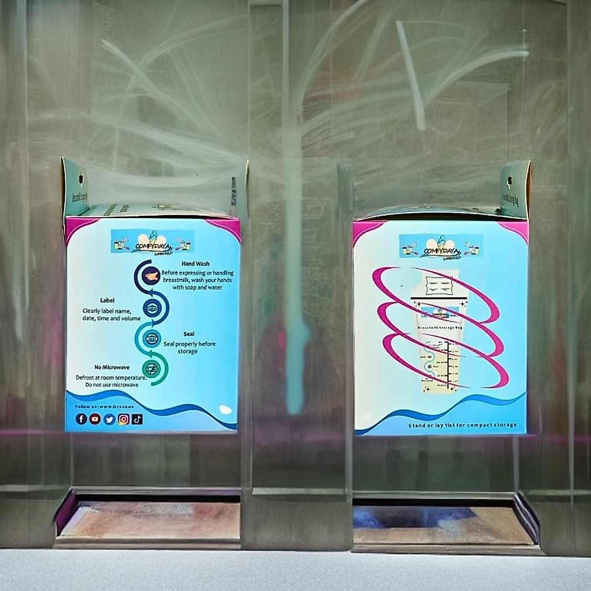 Comfydaya Safeshield Breastmilk Storage Bags (50 Count). Ready to Use. Presterilize, BPA Free, BPS Free, Leak Proof, Double Zipper, Self Standing, Super Strong and Food Grade Material Breast Milk Bag