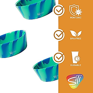 Silipint Squeeze-a-Bowl Silicone Bowl Set, Flexible and Unbreakable Bowls, Microwave-, Dishwasher-, and Freezer-Safe Bowls for Indoor and Outdoor Use, Headwaters & Deep Pool, Set of 2