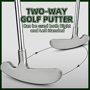 FUNGREEN Golf 2PCS/Pack Two-Way Putter Club for Right or Left Handed Golfers Foldable Alloy Rod Head Kids Adults Golf Putter - 34" Length (Red and Blue)