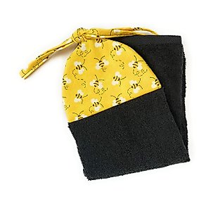 Honey Bumble Bees on Yellow Ties On Stays Put Kitchen Hanging Loop Hand Dish Towel