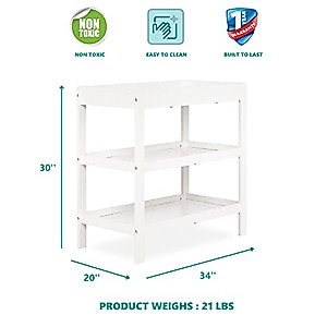 Dream On Me, Ridgefield Changing Table, White , 33.5x16x33.5 Inch (Pack of 1)