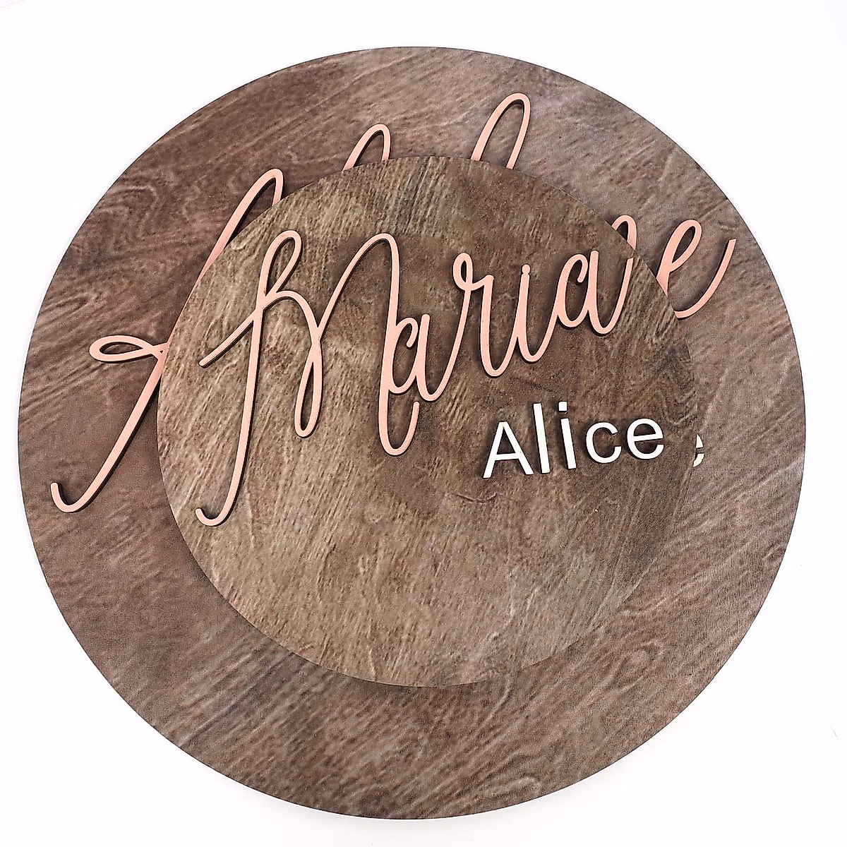 Personalized Wooden Wall Plaque, Custom Round Nursery Name Sign, 8" 12" 18" 20" 24" 30" 3D Wall Art for Children & Kids Rooms, Baby Shower, Wood Family Name Sign Home & Bedroom Decor