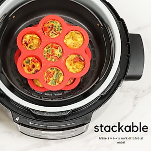 Egg Bites Tray with Lid | Silicone Egg Bites Tray | Egg Bites Molds Silicone | Instant Pot Accessories | Egg Bite Maker for Pressure Cooker, InstaPot, Air Fryer and Oven | Dishwasher safe