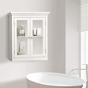 Elegant Home Fashions Madison Removable Wooden Wall Cabinet with 2 Doors, White