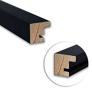 Art Emotion 20x24 Black Solid Wood Handmade Finishing seamless surface Picture Frame | Real Tempered Glass | Matted to 16x20 | Fits 20x24 Poster or 16x20 Photo | Wall Mounting Hardware Included