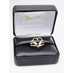 Dazzlingrock Collection 0.18 Carat (ctw) 18K Round White Diamond Cocktail Heart Right Hand Ring, Yellow Gold, Size 5