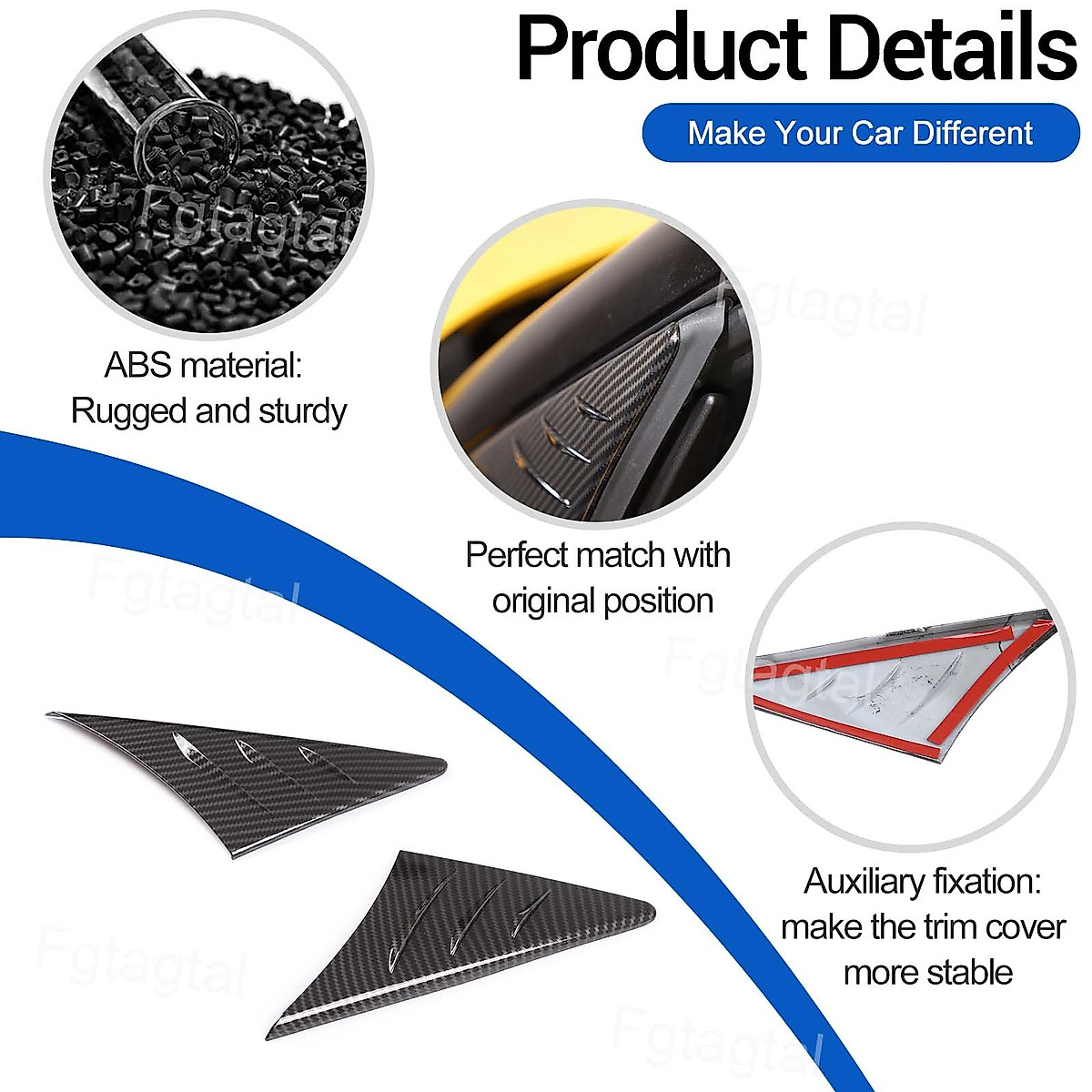 Fit for Toyota Supra GR A90 A91 MK5 2019-2024 ABS Rearview Mirror Side Spoiler Trim Cover Stickers, Channel The Car Air, Reduce The Wind Noise Inside The Car, 2PCS(Carbon Fiber Pattern Black)