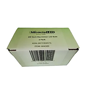 MiracleLED 604589 Dark Sky 3W Low Profile Bulb (2-Pack), Amber