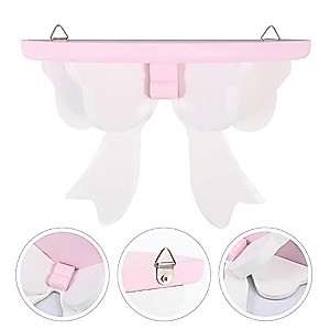 IMIKEYA Wall Mounted Floating Shelves Wooden Room Storage Shelf Bowknot Style Wall Storage Rack Bowknot Wall Decorations for Christmas Home Kitchen Supplies Pink White