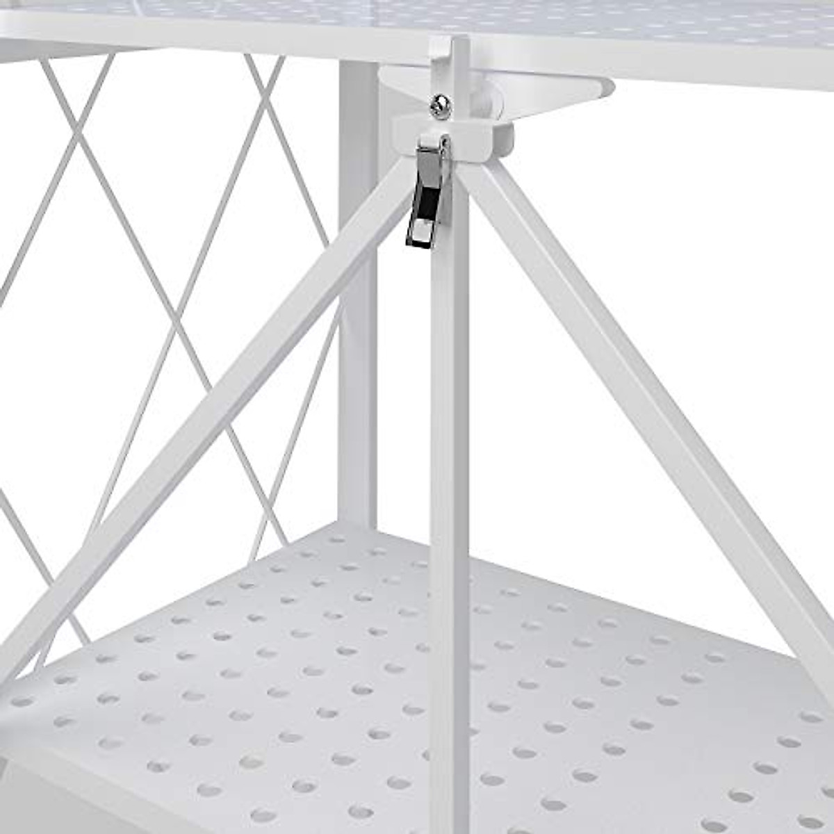 SogeHome 3-Tier Foldable Storage Shelf, Movable Metal Rack Cart, Home Display Shelf with Rolling Wheels for Kitchen, Living-Room, Bathroom, Bedroom, White