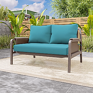 Pakunoda Outdoor Loveseat Cushion Set, 46 x 26 inch, Water Repellent, Fade Resistant, Cushion Set for Couch, Bench, and Swing 46 x 26 inch, Lake Blue