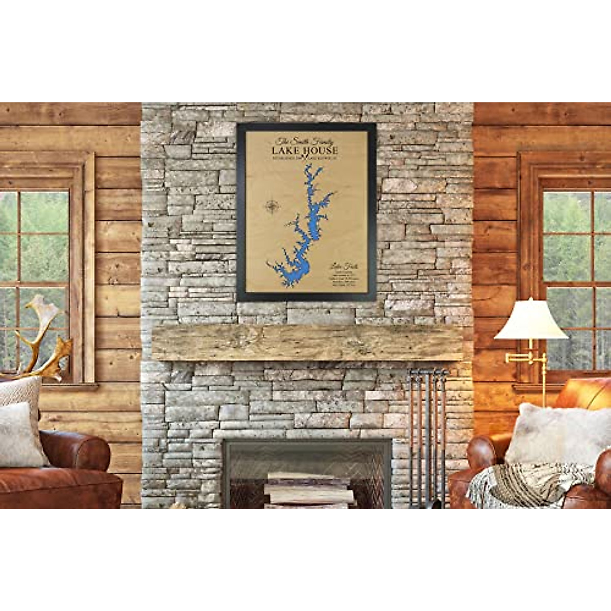 Personalized House Decor Wood Lake Map of Any Lake - Customized Handmade Gifts for Lake House Wall Decor