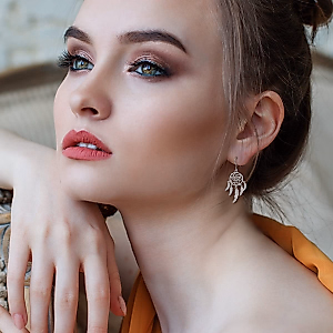 INFUSEU Sterling Silver Dream Catcher Feather Tassel Dangle Earrings for Women Ladies, Tribal Amulet Boho Bohemian Charms Fashion Jewelry