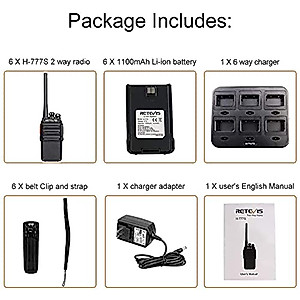 Case of 6,Retevis H-777S Walkie Talkies Long Range,Portable Two Way Radios with Six-Way Multi Gang Charger,Clear Voice, Hands Free 2 Way Radio,for School,Warehouse,Restaurant
