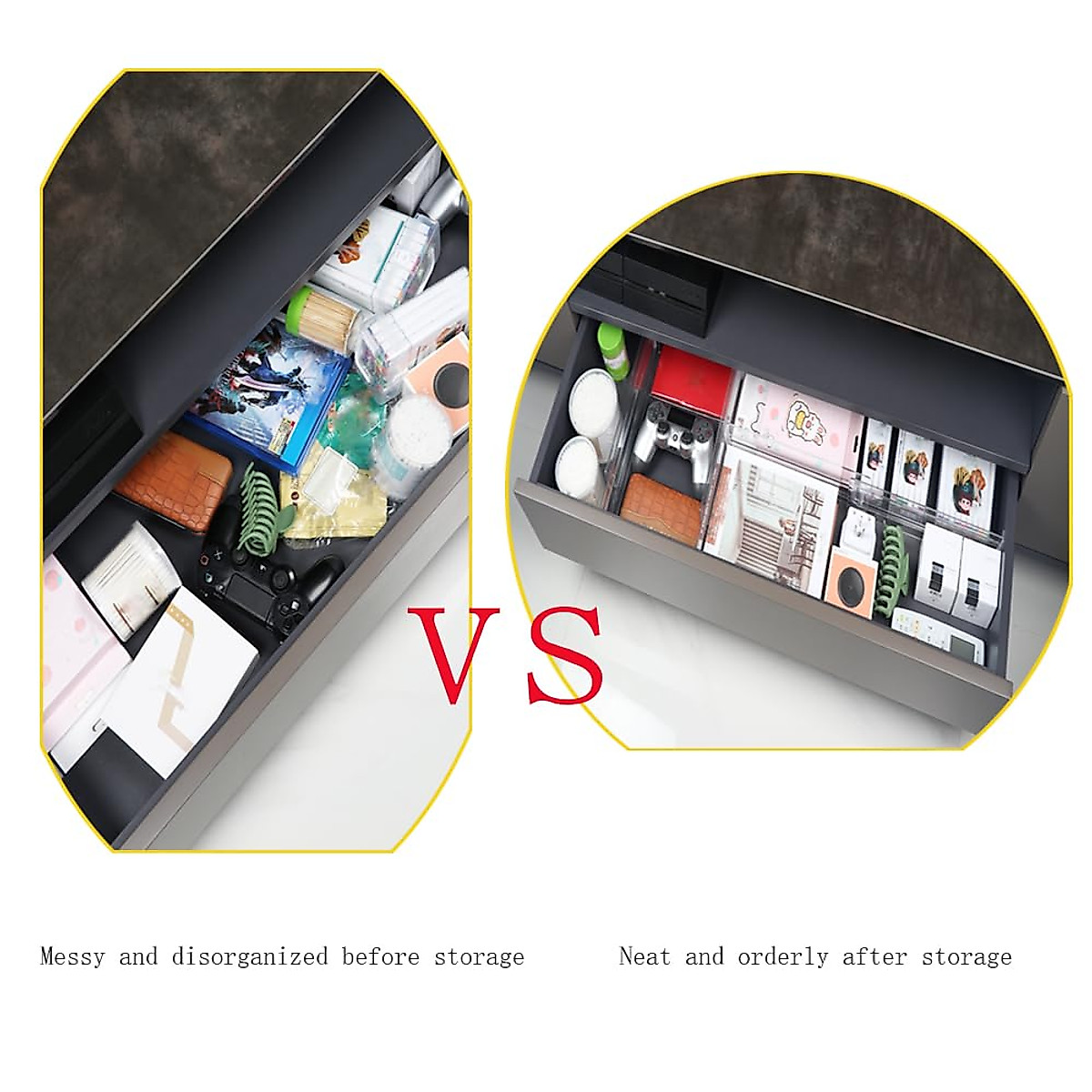 Acrylic Clear Drawer Dividers, Expandable 11-19'' Dresser Organizers Transparent Kitchen Drawer Organizer, Clear Plastic Drawers Separators for Clothing Kitchen Utensils and Office Storage 6 Pack