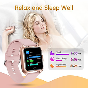 MAXTOP Smart Watch Compatible iPhone Android,Fitness Tracker Watches with Heart Rate Monitor,Sleep Monitor & Blood Oxyen Monitor,Smartwatch for Men Women (T6 Pro Pink)