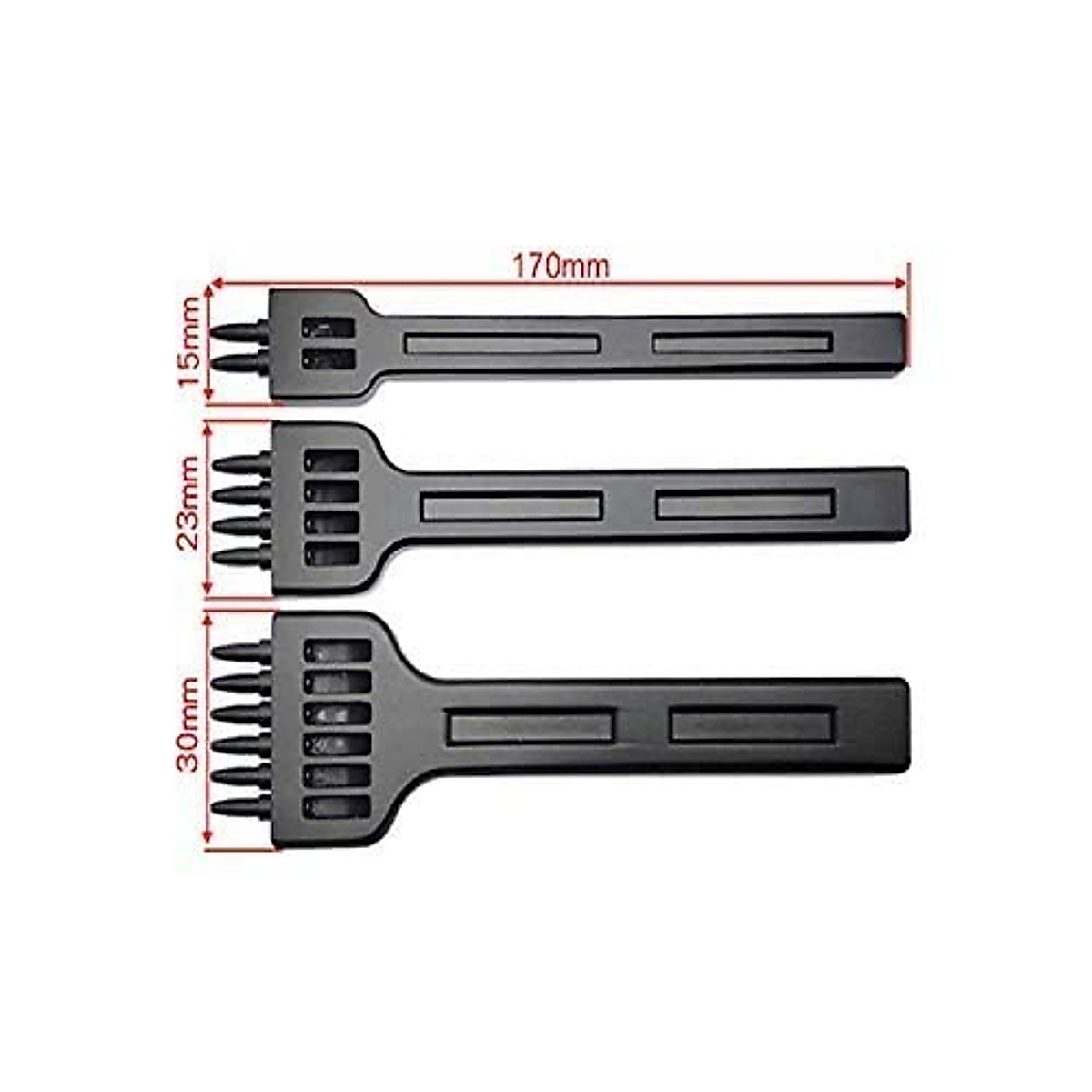 Citian Leather Round Hole Punching Tool 4mm 2/4/6 Claw Tooth Set for DIY Leather Craft (Black)