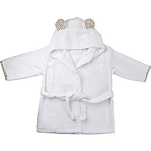 Channing & Yates Premium Boutique Toddler Robe - Organic Hooded Bathrobe Towel - Soft Towel Robe - Toddler Bath Essentials (White)