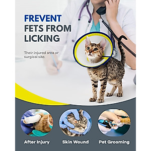 MIDOG Cat Cone, Protective Adjustable Pet Cone Collar for After Surgery, Soft Cat Recovery Collar to Stop Licking Wounds, Comfortable Lightweight E-Collar for Cat Kitten, Not Block Vision (Yellow, M)