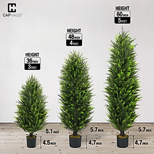 Fencer Wire 3 Feet, 36 Inch Artificial Cedar Tree Set of 2, Natural Faux Plants for Outside Planters, UV Resistant, Fake Boxwood Topiary with Dried Moss, Artificial Tree Indoor, Outdoor Patio Decor