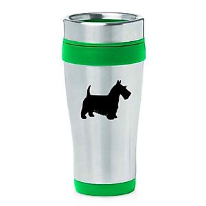 16oz Insulated Stainless Steel Travel Mug Coffee Mug Tumbler Scottie Scottish Terrier (Green)