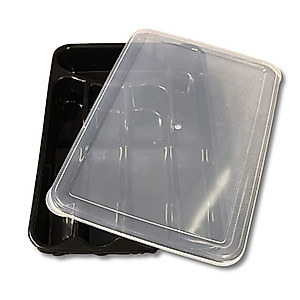 Utensil and Silverware Organizer tray for drawer with cover -Cutlery Flatware Organizer with lid - for kitchen drawer, BBQ, picnic, Covered flatware tray,5 Compartments - Plastic (BLACK)