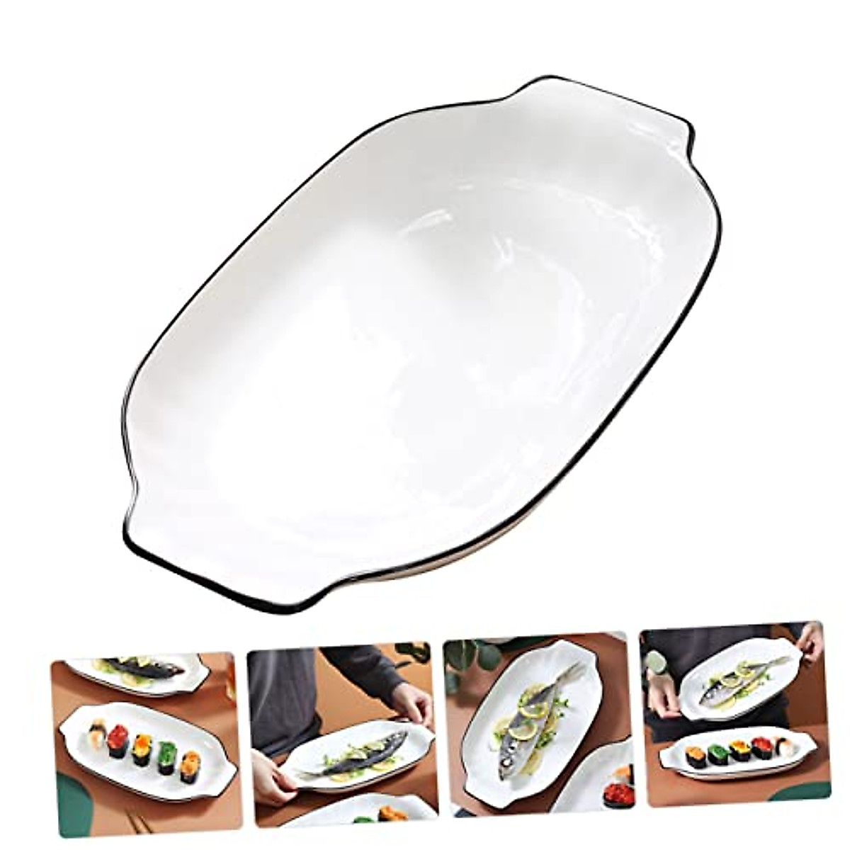 Hemoton 2pcs Bread Cheese Bread Baking Pan Cake Baking Pans Ceramic Baking Dish Cooking Pan Broiler Pan for Oven Ceramic Bakeware Hotel Ceramic Bakeware Appetizer Ceramic Bowl Plate Salad
