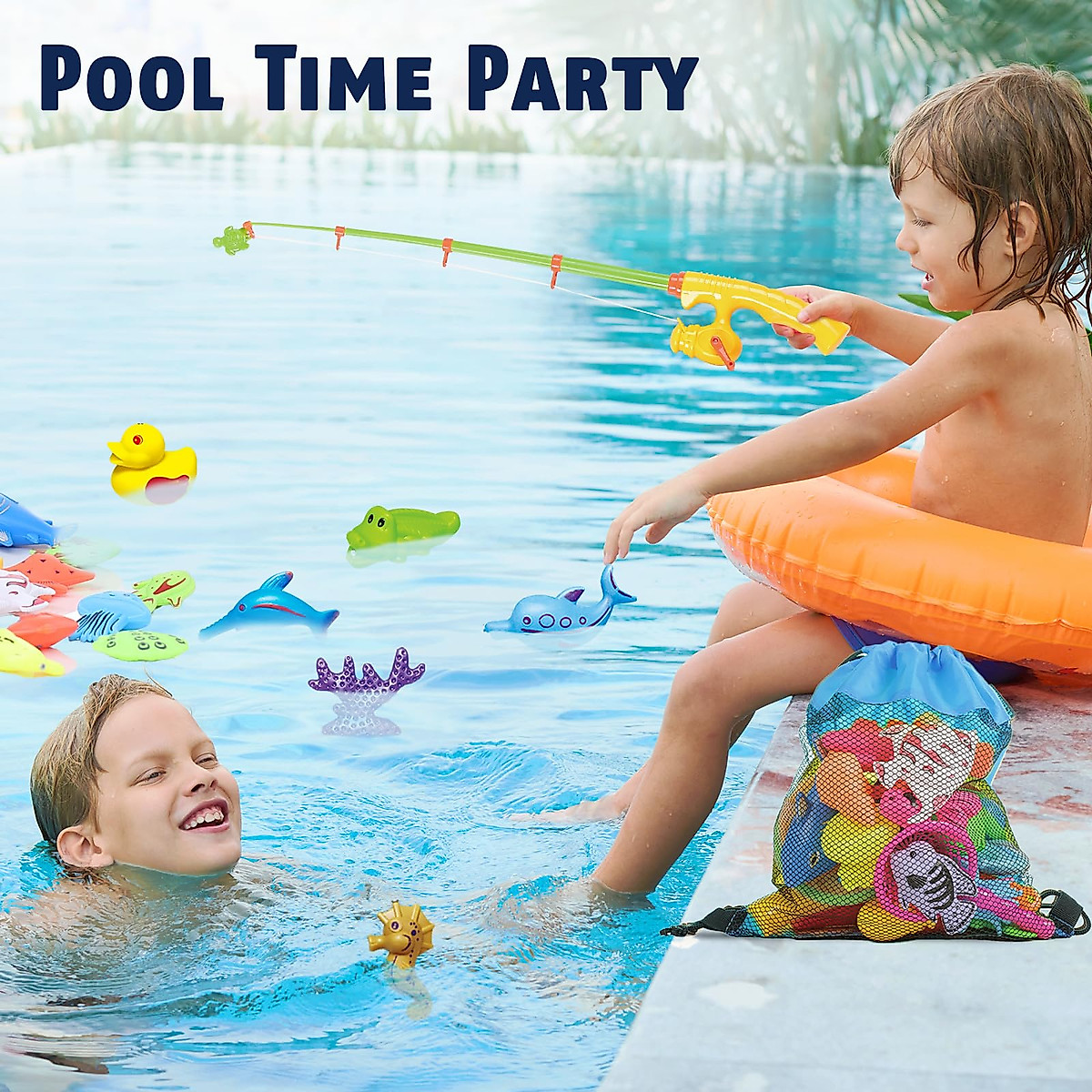 CozyBomB™ Magnetic Fishing Game for Kids | Bath Pool Toys Set for Water Table Learning Education Fishin for Bathtub Fun with Animal, Poles Rod Net Fishes for Kids Age 3 4 5 6 Year