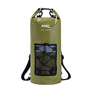 3D MAXpider Roll Top Dry Bag Backpack 30L, Waterproof Lightweight Floating Marine Drybag - Detachable Straps, Mesh Front Pocket - Travel, Hiking, Fishing, Swimming, Boating, Kayaking, Camping (Green)