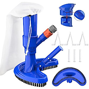 Upgraded Pool Vacuum for Above Ground Pools with Unique Lock Catch Design,Brushes & Leaf Bag,Portable Pool Vacuum Jet Handheld Pool Leaf Vacuum,Attaches to Garden Hose for Pool Spas Ponds