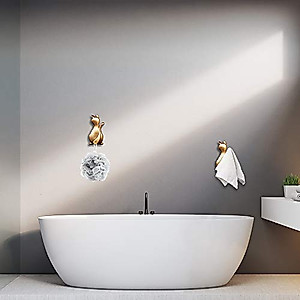 MUMUSO Novelty Self-Adhesive Wall Hanging Hooks for Hat Cloth Keychain Home Decorative Cat-Tails Wall Mounted Hanger Waterproof Hooks for Kitchen Bathroom Bedroom(2pcs)