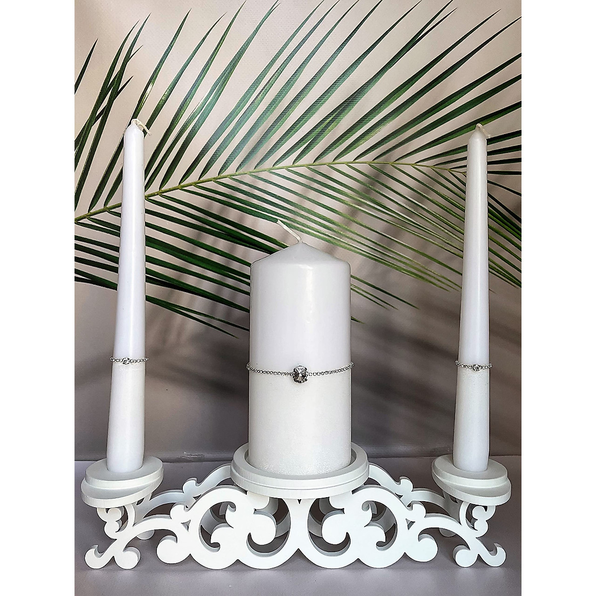 Unity Candle Holder-Unity Candle Stand-Unity Candle Holder Set-Pillar Candle Holder-Wedding Gift -Ceremony Decoration-Wedding Centerpiece (Pattern)