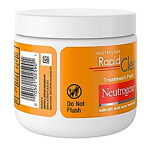 Neutrogena Rapid Clear Maximum Strength Acne Face Pads, for Acne Prone Skin, Salicylic Acid Treatment to Help Fight Breakouts, Oil-Free Facial Cleansing Pads with 2% Salicylic Acid Treatment, 60 Count