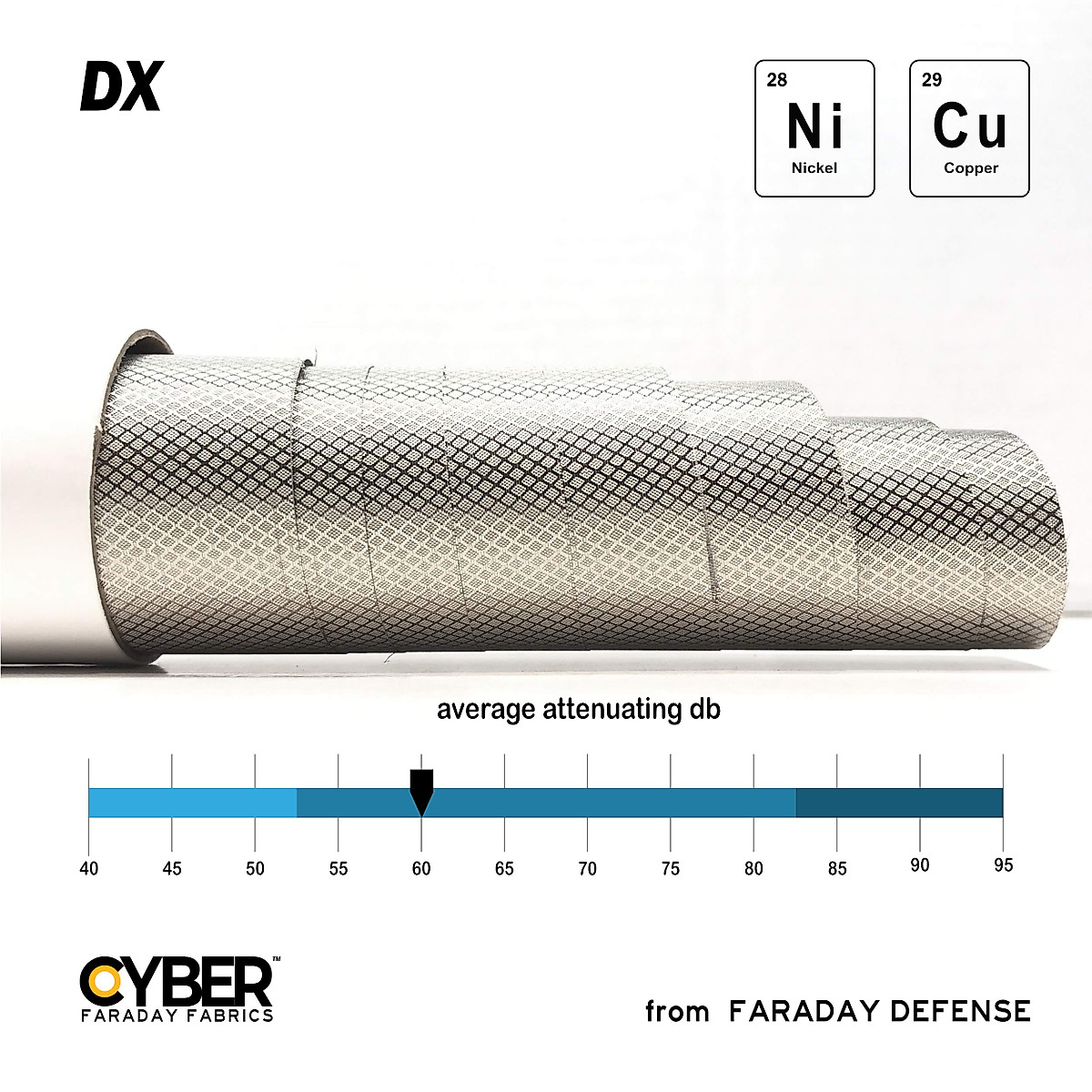 Cyber Diamond DX Faraday Fabric EMI Copper Nickel Ripstop Fabric (42" x 5')