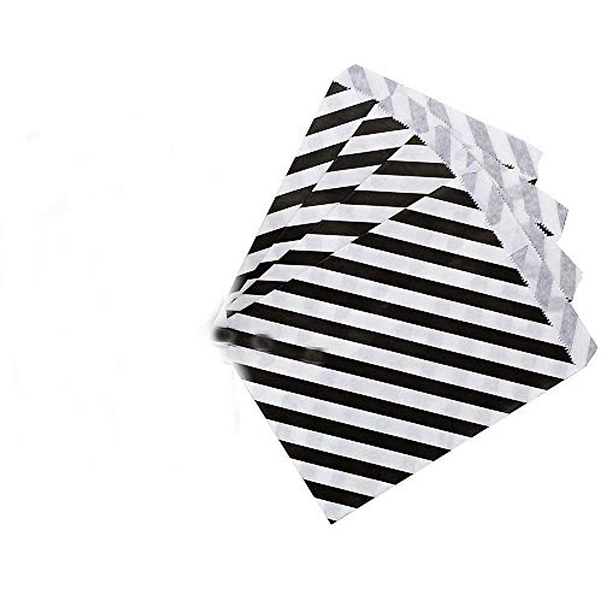 Tvoip 50 Pcs 5 x 7 Inches White and Black Striped Paper Bags,Holiday Wedding Christmas Favor Candy Treat Bags