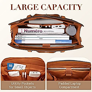 Missnine Laptop Bag for Women 15.6 inch PU Leather Work Tote Bag Large Computer Briefcase Business Office Handbag