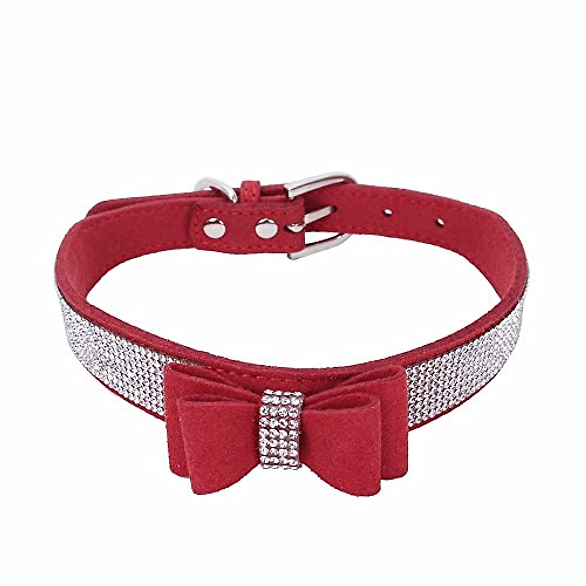 Puppy Collar with Bow Exquisite Adjustable Bowknot Diamond Dog Collar Bling Girl Small Puppy Rhinestone Cute Bowtie Puppy Pet Collars