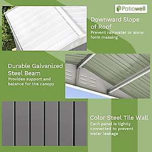 Patiowell 8x6 FT Outdoor Storage Shed, Metal Tool shed & Outdoor Storage with Lockable Doors & Air Vents, for Backyard Garden Patio, Gray