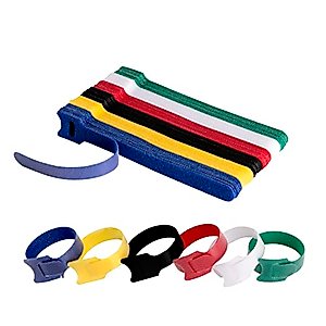 120PCS Reusable Fastening Cable Ties - BSELEYY 6 in Cable Management Ties Cable Straps With Hook and Loop Multipurpose Adjustable Cord Ties Cord Organizer for Home Office (6 Colors)