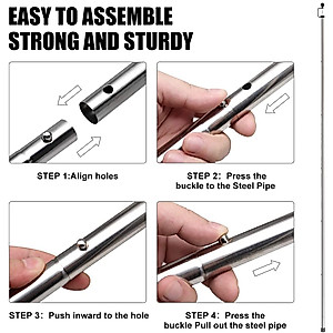 SANLIKE Tarp Poles Adjustable Tent Poles for Tarps Thickened Heavy Duty for Outdoor Canopy Shelter Awning Replacement 12pc Rods- 95in Set of 2 Canopy Poles