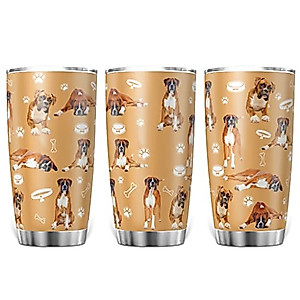 WmhrYpzhL Boxer Travel Mug Dog Coffee Cup Stainless Steel Insulation Tumbler with Lid For Ice Drinks＆Hot Beverage Gifts Boxer
