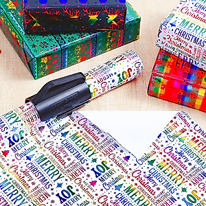 THMORT Christmas Wrapping Paper 4 Rolls with a Wrapping paper Cutter Kit for Boys&Girls,Adults,Kids Colorful Foil Mini Rolls 17 Inch X 120 Inch Gift Wrapping Paper Roll for Merry Christmas