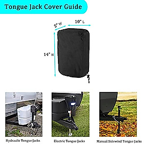Softclub Electric Tongue Jack Cover, Heavy Duty 600D Oxford Fabric Waterproof Tongue Cover for RV/Camper/Travel Trailer/Plug Protector，Universal Electric Power Tongue Jack Cover (10''Lx5''Wx14 H)
