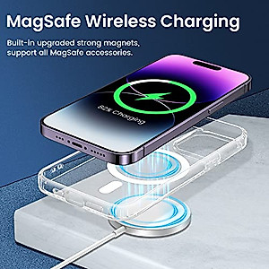 VEGO Case for iPhone 14 Pro Max 5G 2022, Magnetic Case with Built-in Strong Magnets, [Yellow Resistant] Clear Slim Soft TPU Shockproof Case for iPhone 14 Pro Max 6.7" - Clear